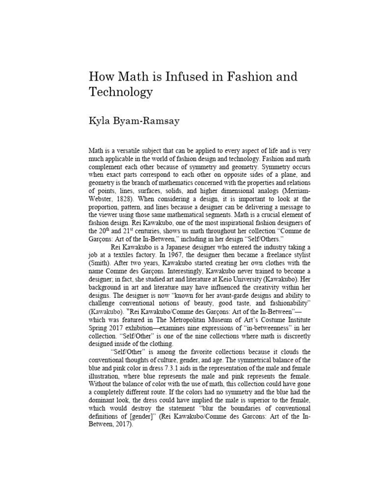 Math's Role in Fashion Design | PDF | Mathematics | Clothing
