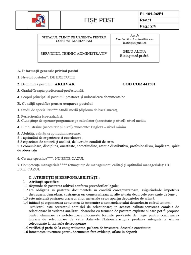 Fisa-Post ARHIVAR | PDF