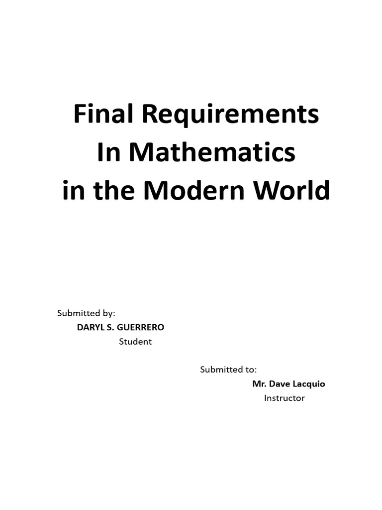 Mathematics in The Modern World | PDF | Sampling (Statistics)