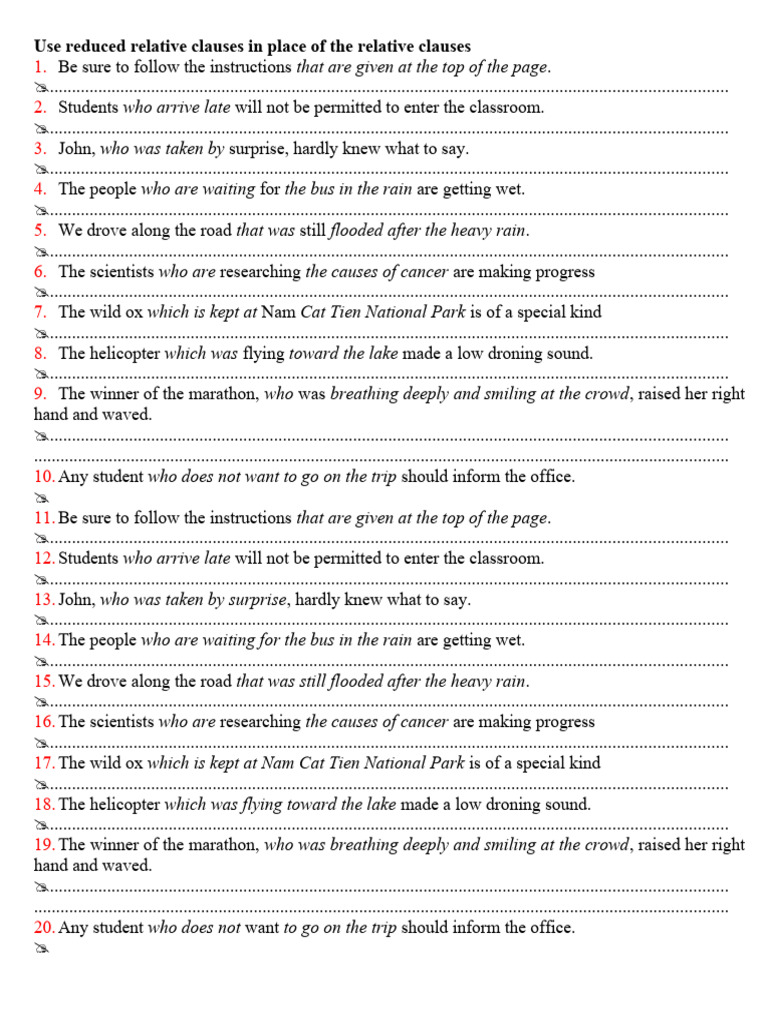Reduce Relative Clauses | PDF