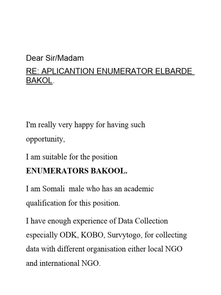 Enumerator Application - Elbarde | PDF | Social Science