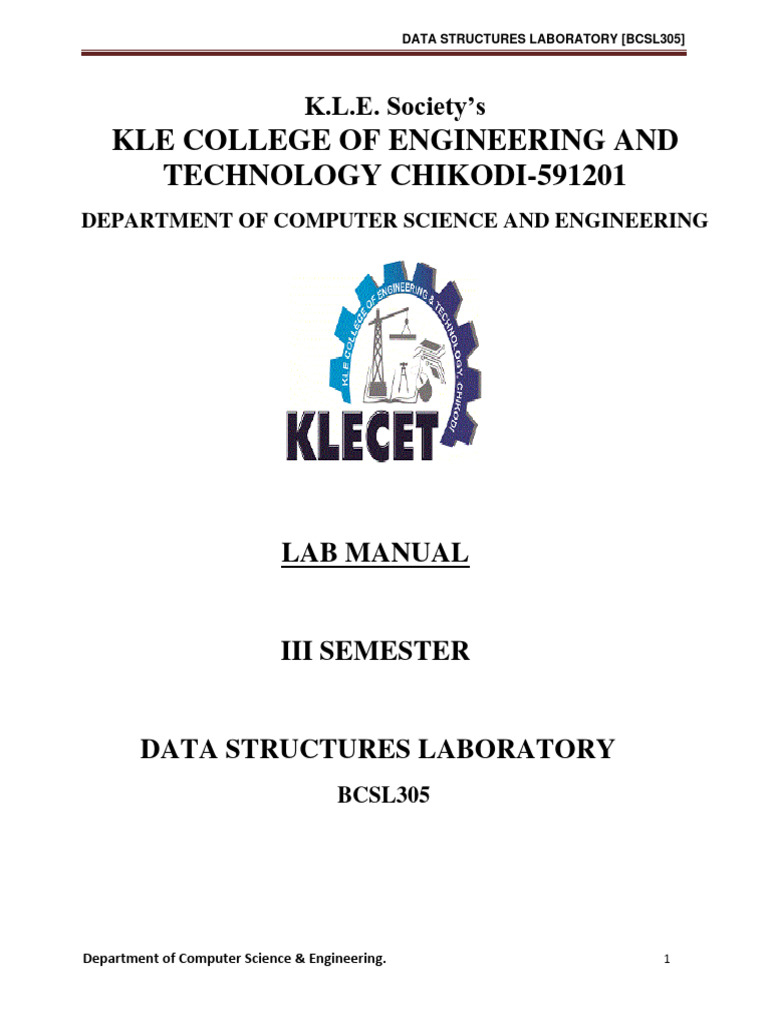 Ds Lab Manual Bcsl305 | PDF