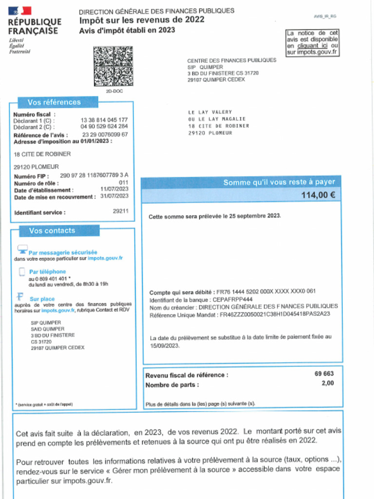 Avis D'imposition Magalie Et Valéry | PDF