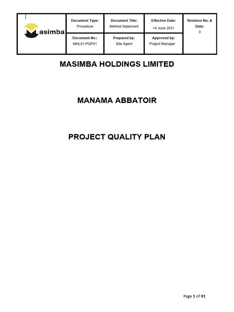 Project Quality Plan - Manama | PDF Project Quality Plan - Manama | PDF