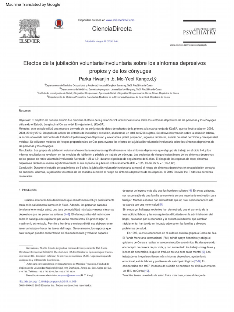 Effects of Voluntary Involuntary Retirement TRADUCCIÓN | PDF ...