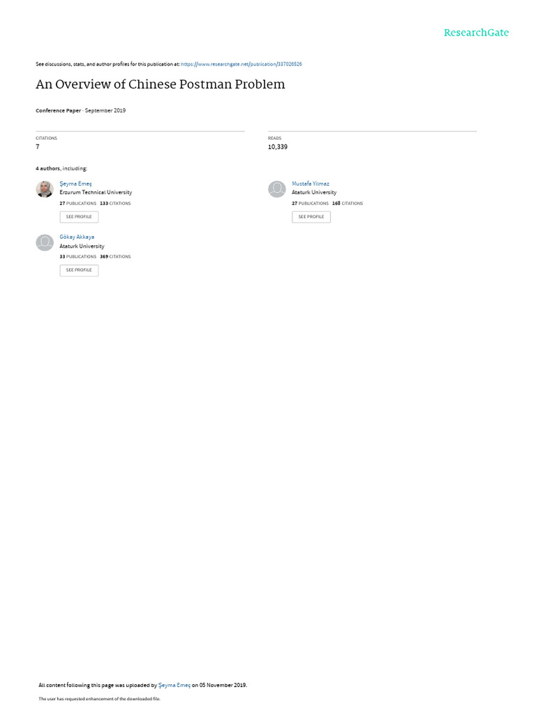 Overview A Chinesse Postman Problem | PDF