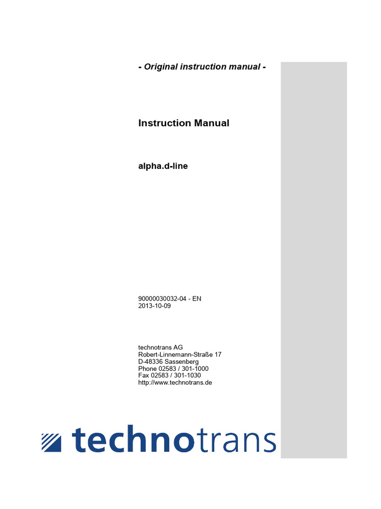 Technotrans Alpha.D en | PDF | Safety | Occupational Safety And Health
