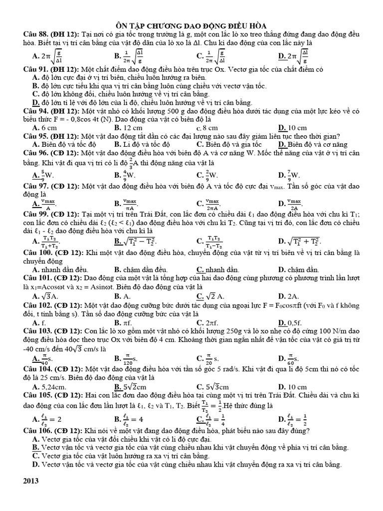 Da On Tap Dao Dong Dieu Hoa 12 Sinh - 231208 - 154907 | PDF