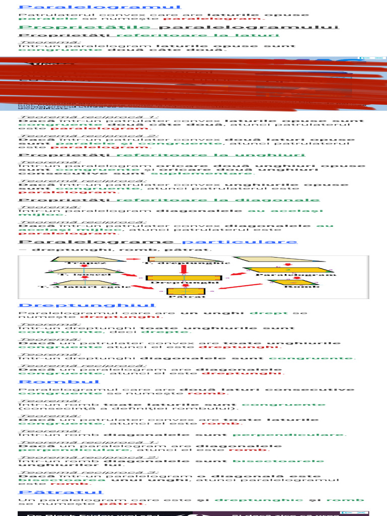 Paralelogramul, Dreptunghiul, Rombul, Pătratul | PDF