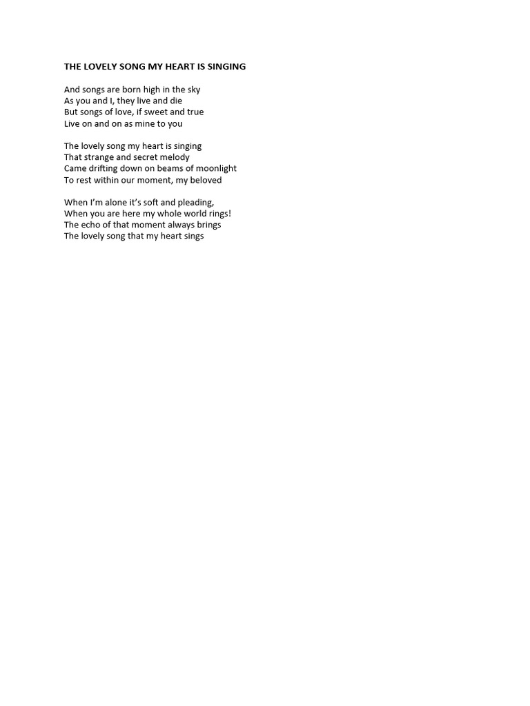 The Lovely Song My Heart Is Singing Pdf