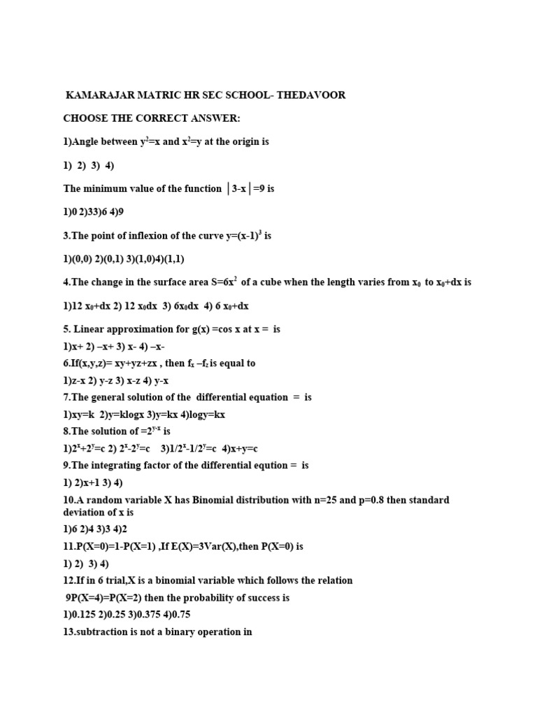 Maths Half Test 1.docx - 0 | PDF | Equations | Differential Equations