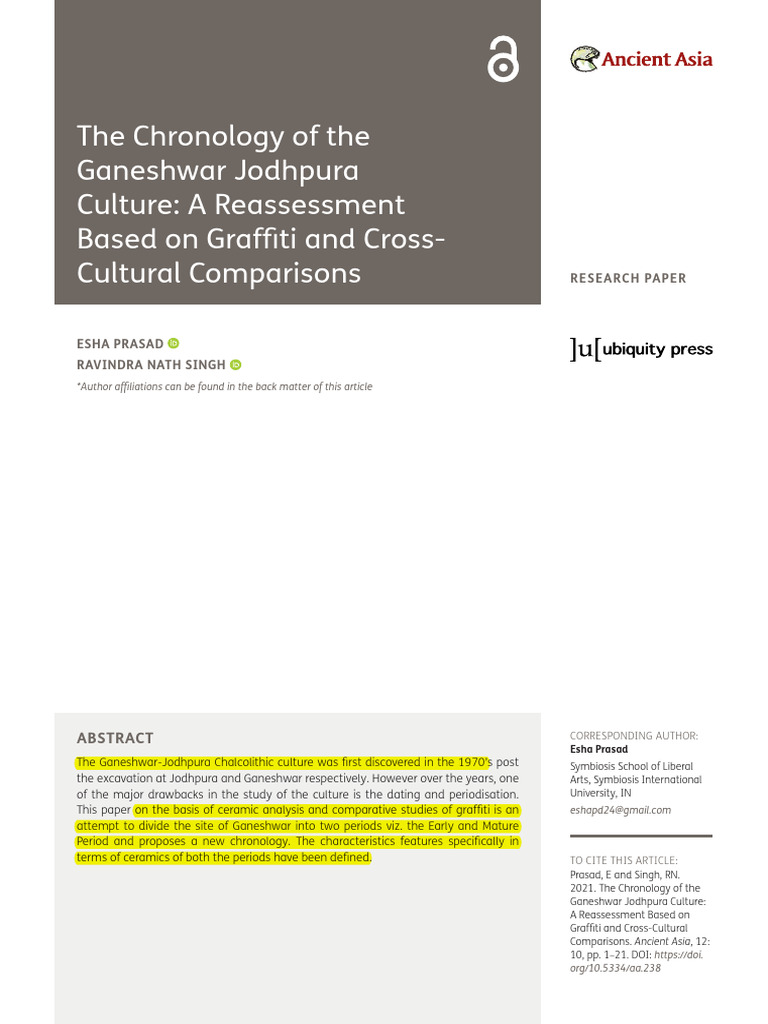 The Chronology of The Ganeshwar Jodhpura Culture A | PDF | Social Science