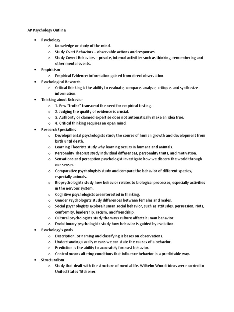 AP Psychology Outline | Behaviorism | Psychology
