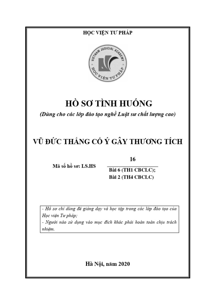 Hs 16 Vu Đuc Thang Co y Gay Thuong Tich | PDF