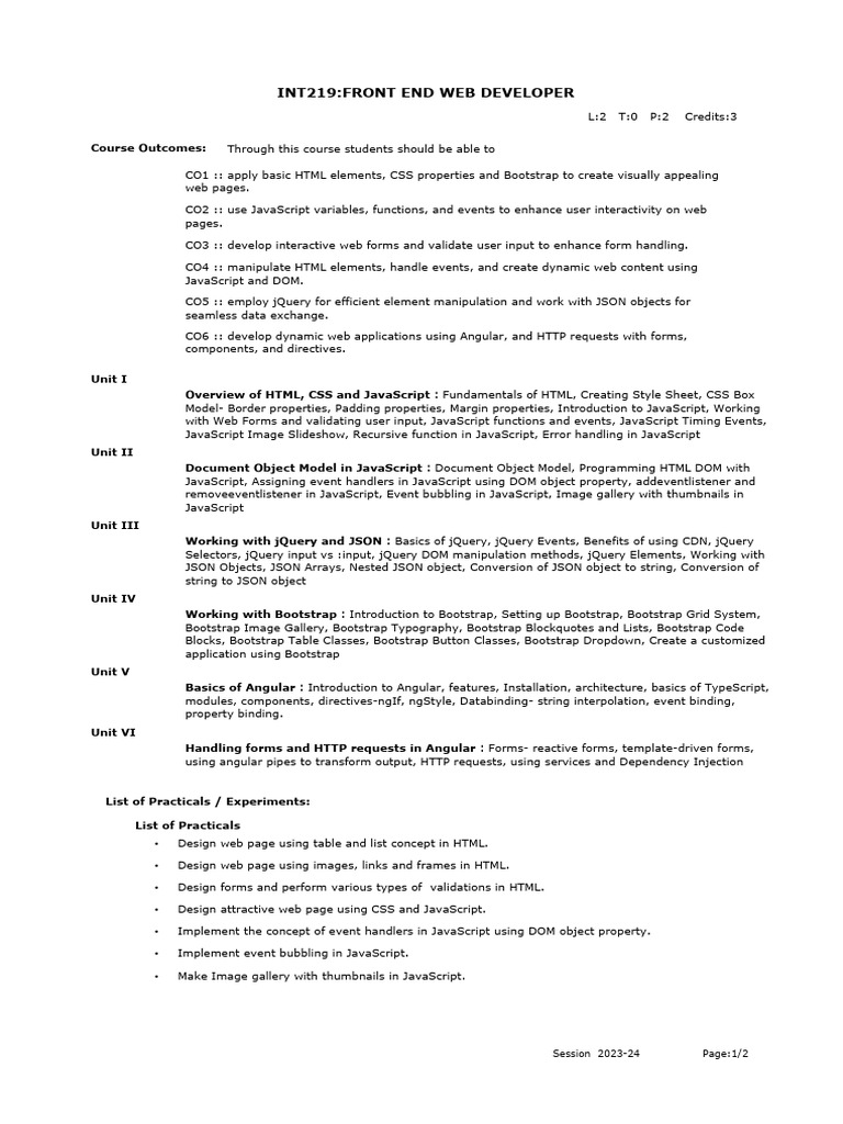 Front End Development Syllabus | PDF