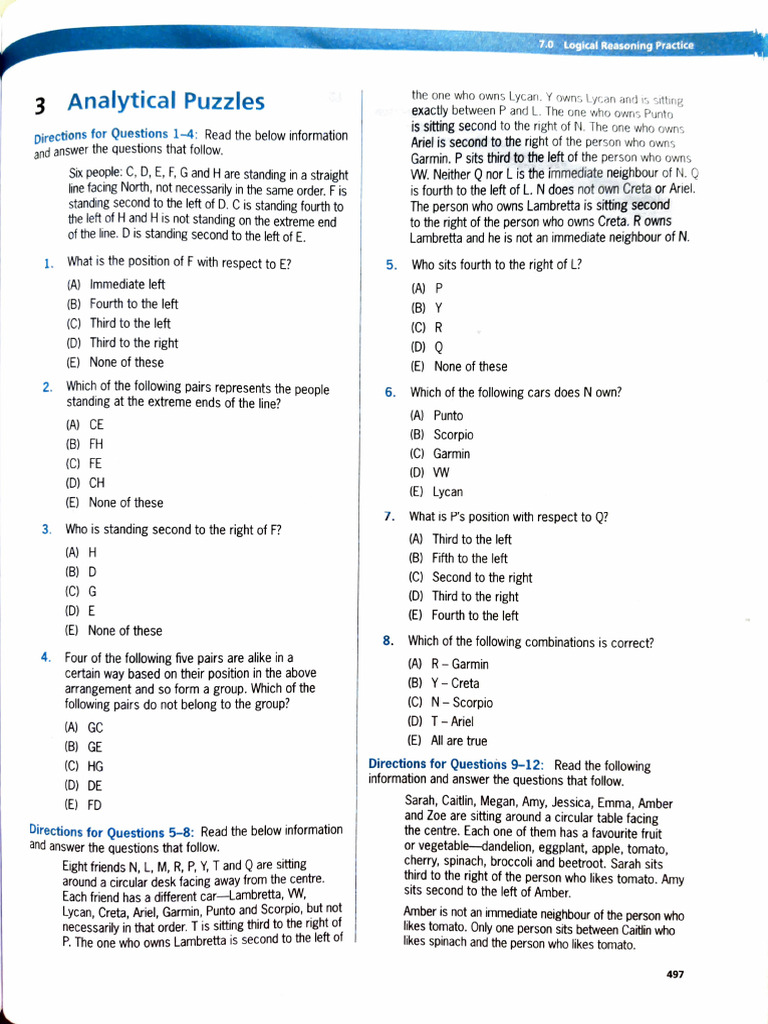 Analytical Reasoning Puzzles Nmat Og Pdf Matrix Mathematics