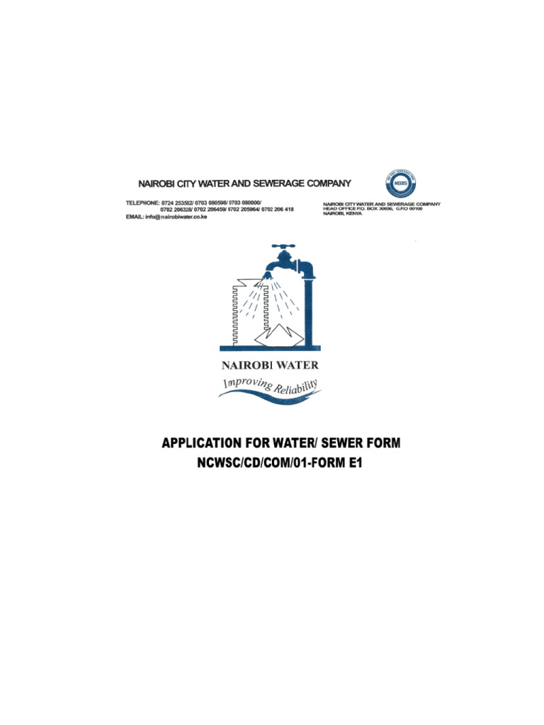 NCWSC Water Application Form-127498 | PDF | Leasehold Estate ...