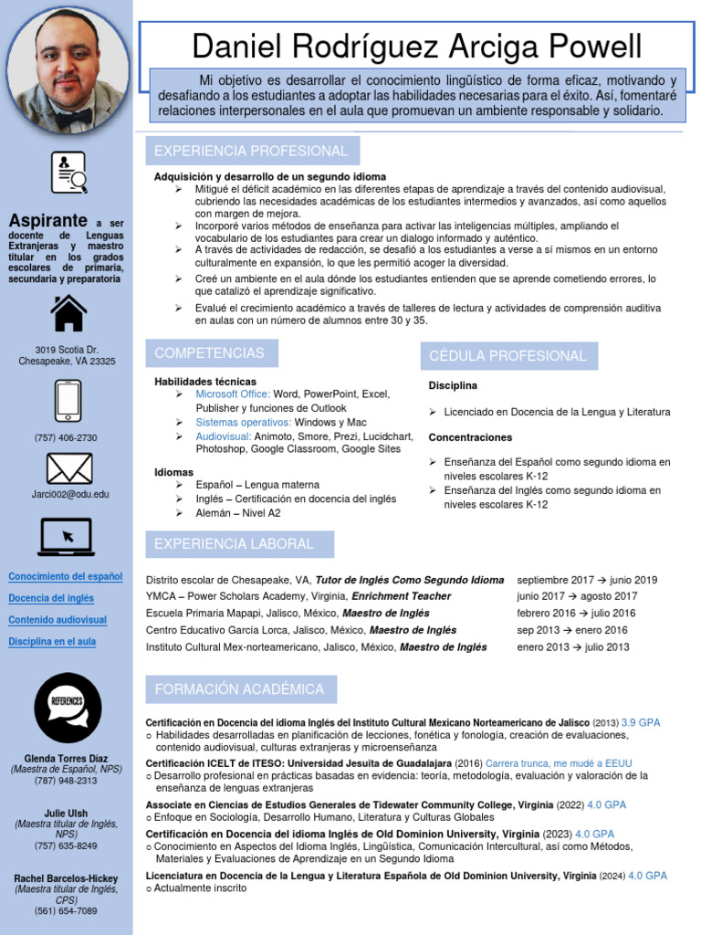 Daniel Rodríguez Arciga Powell: Aspirante | PDF | Enseñando | Aprendizaje