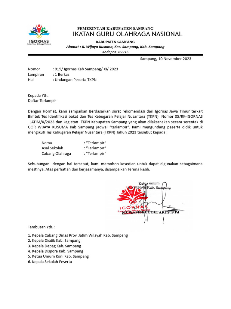 Undangan Peseta TKPN | PDF