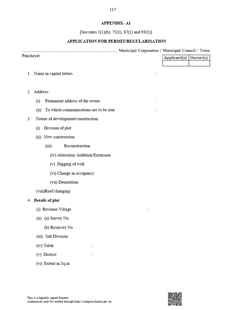 Building Permit Application Form A1 | PDF