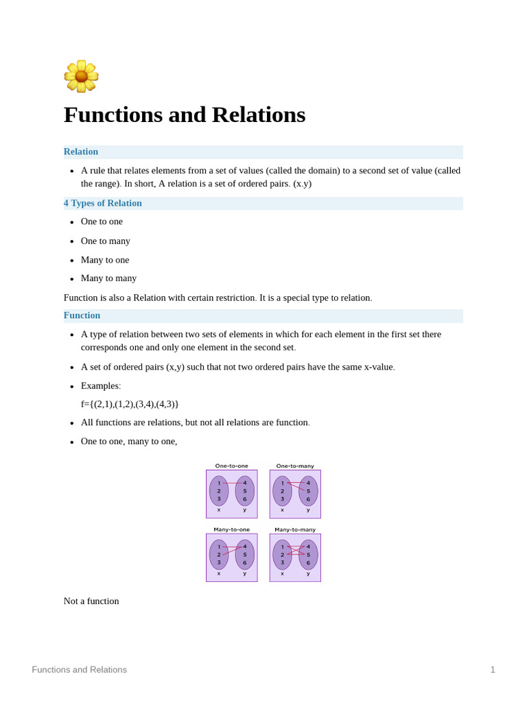 Functions and Relations | PDF