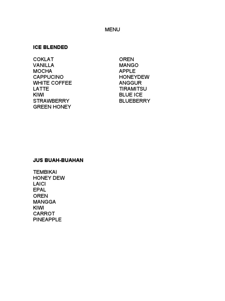 Diverse Beverage and Food Menu | PDF