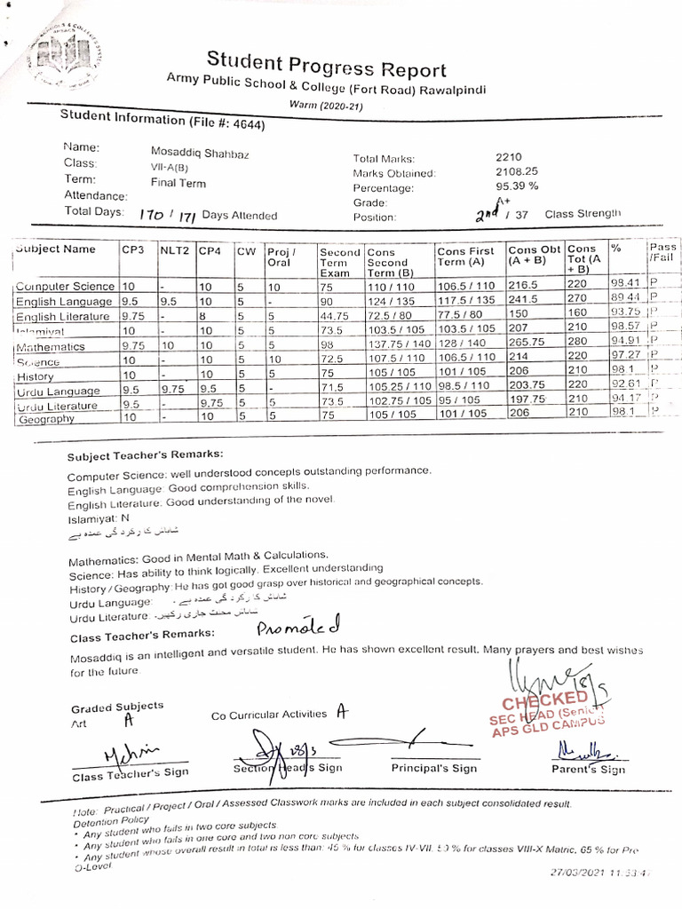Result 7th Class PDF | PDF