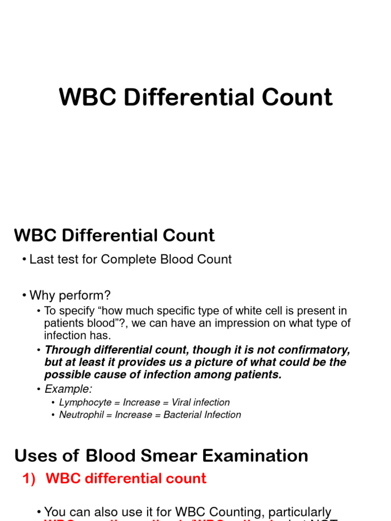 WBC Differential Count | PDF | White Blood Cell | Platelet