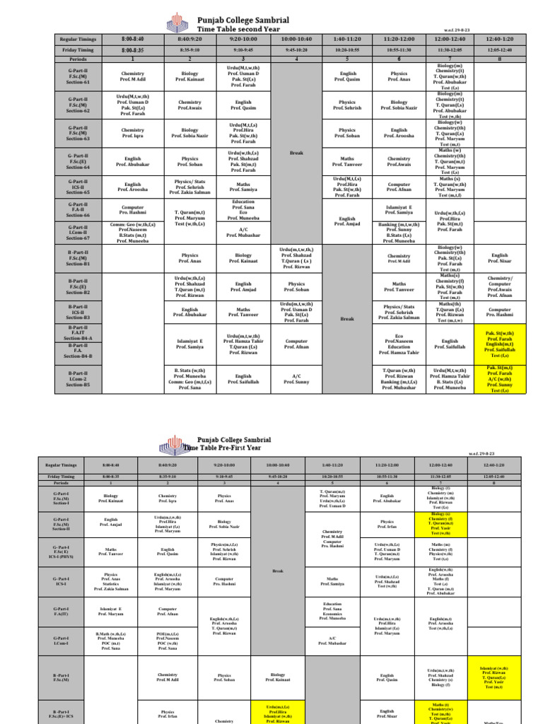 Regular Timetable 29-8 2023 | PDF