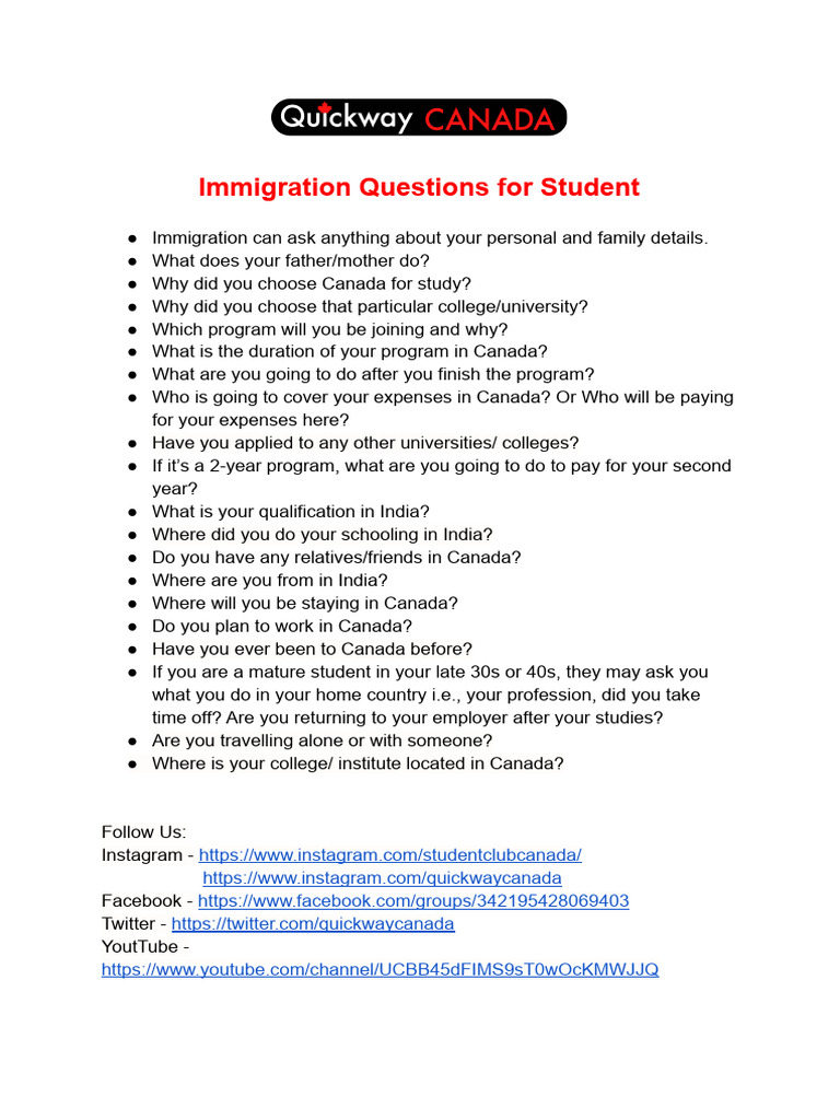 Immigration Question For Student | PDF