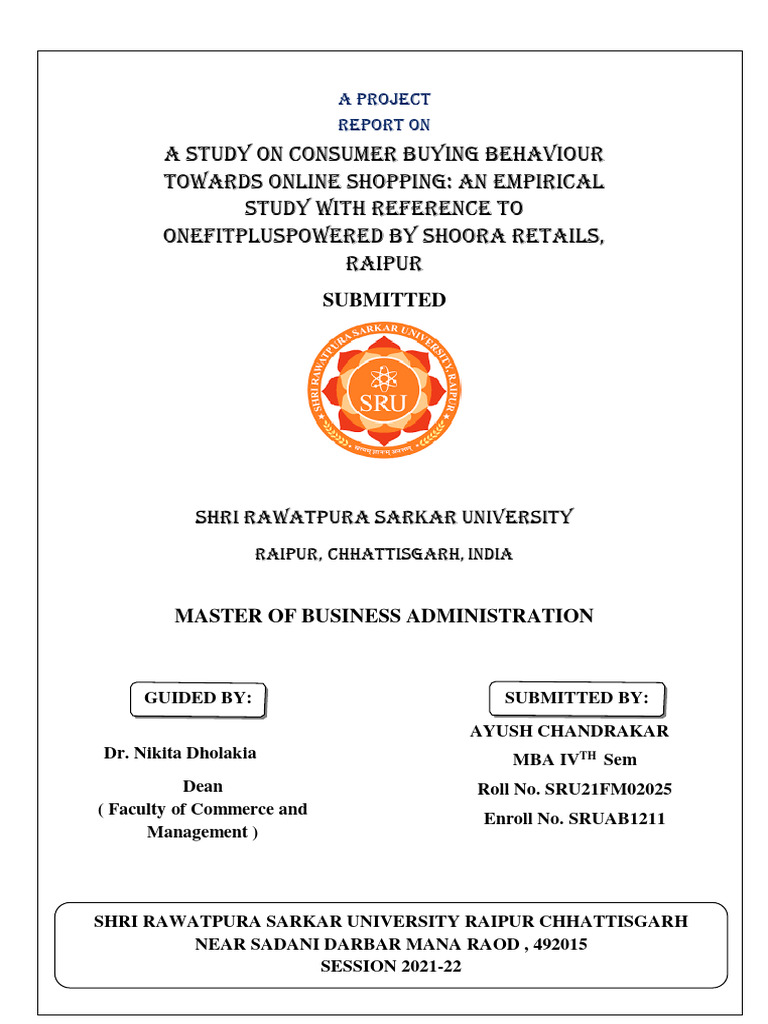 Mba Project | PDF | Sampling (Statistics) | Online Shopping