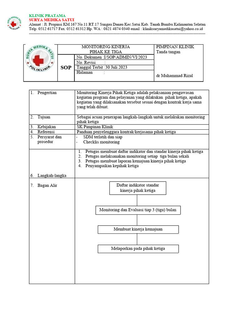 SOP Monitoring Pihak Ke Tiga | PDF | Teknologi & Rekayasa