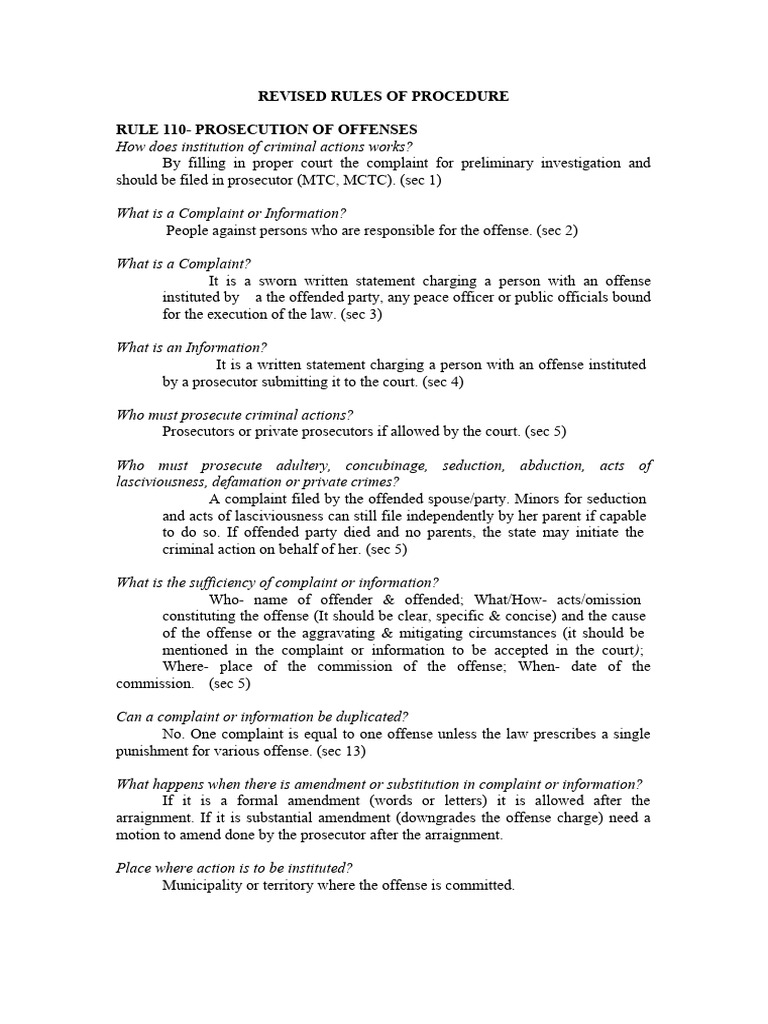 Rules of Procedure Reviewer | Download Free PDF | Plea | Bail