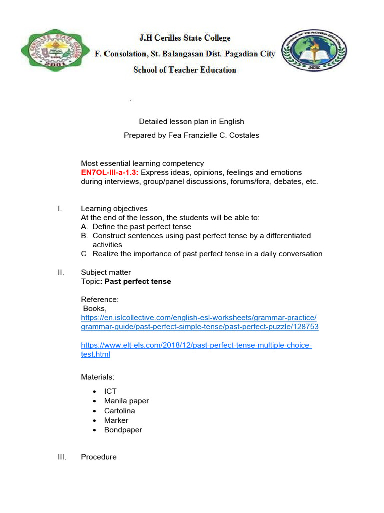 Detailed lesson plan in English Midterm | PDF