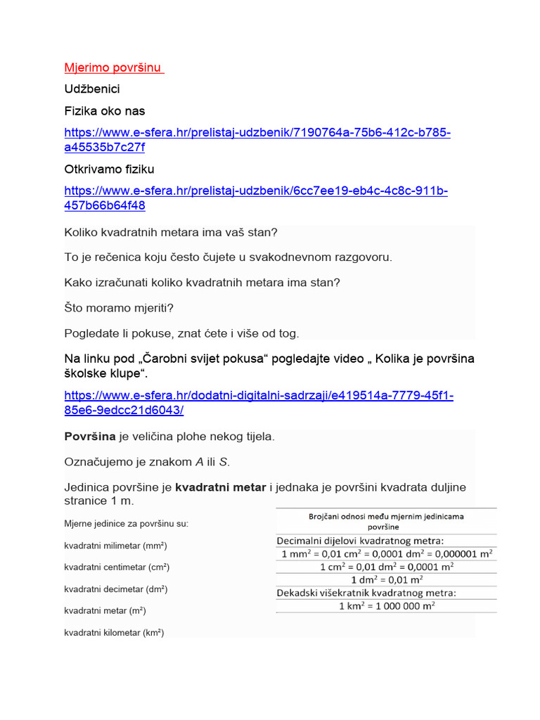 Mjerimo Povr#u0161inu - Scenariji | PDF
