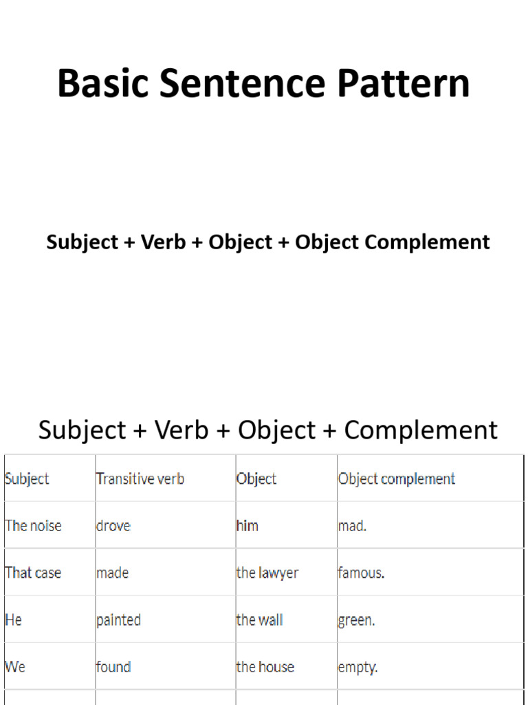 Basic Sentence Pattern_S-V-O-OC_RJ Villanueva | PDF