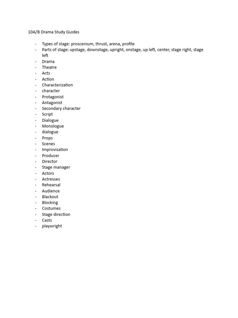 Grade 10 Drama Study Guides | PDF