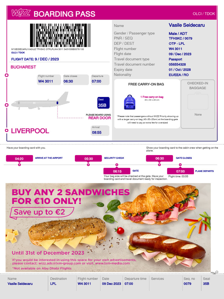 BoardingCard 335545026 OTP LPL | PDF | Aviation | Transport