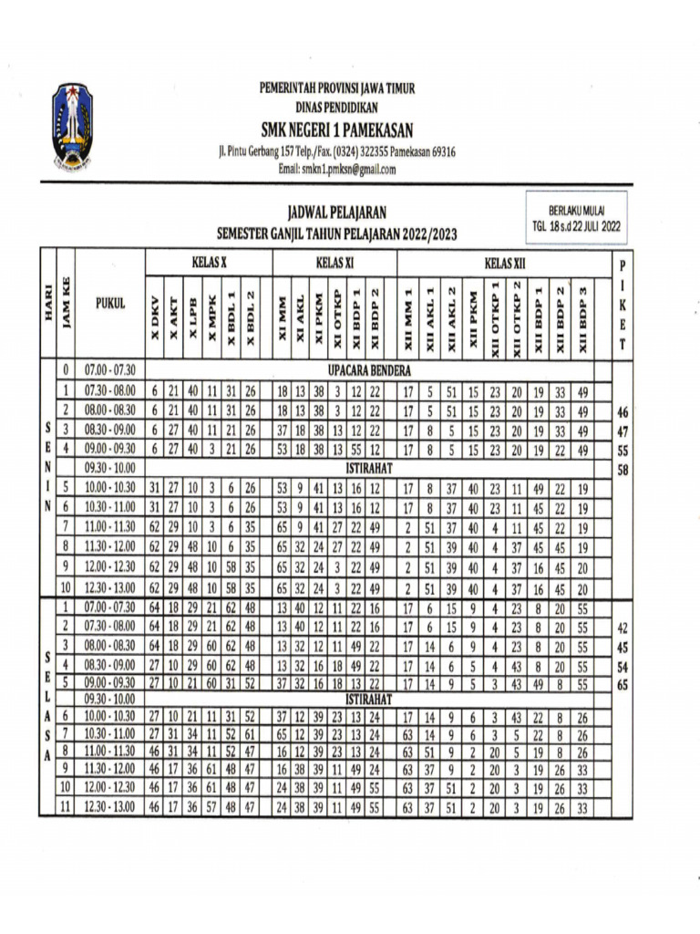 Jadwal Ganjil 2022-2023 | PDF