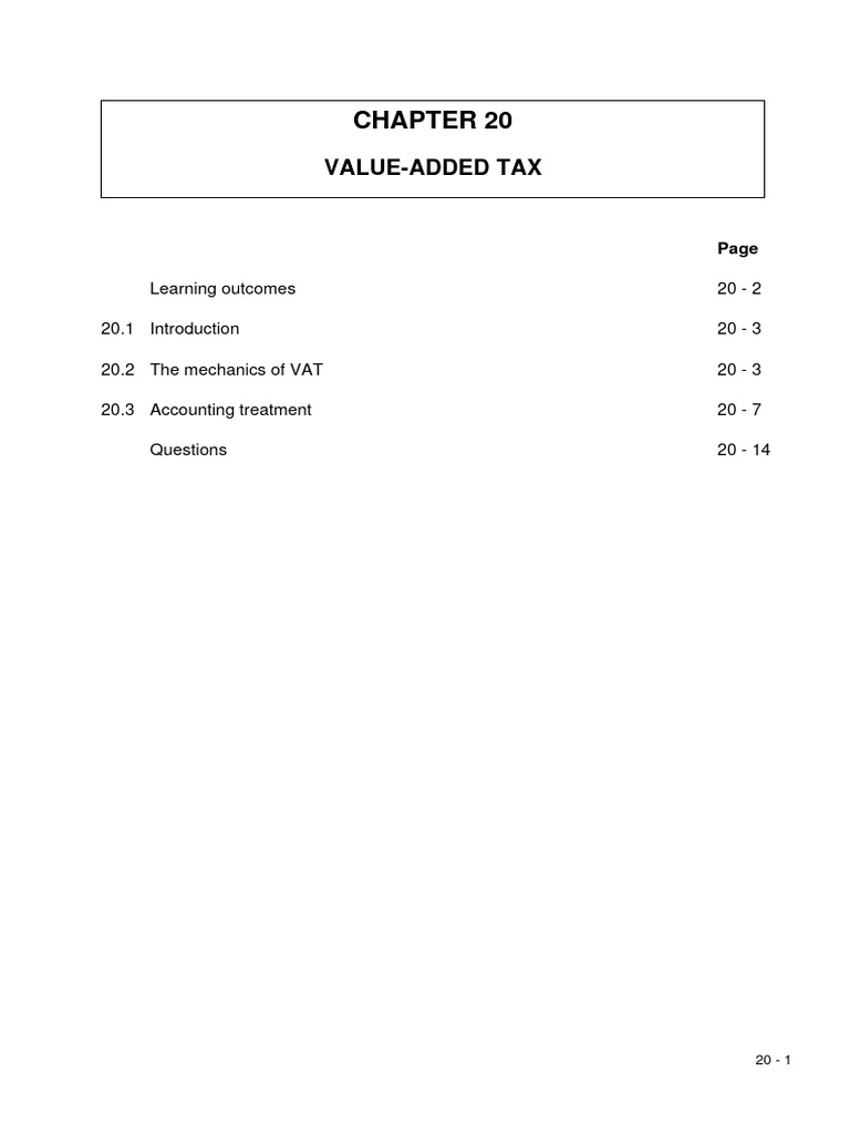 Chapter 20 - VAT | PDF | Value Added Tax | Debits And Credits