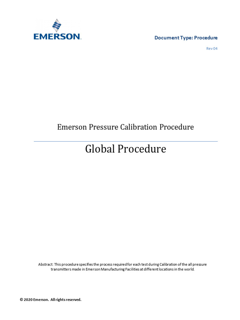 Rosemount Pressure Calibration Procedure | PDF | Calibration | Pressure ...
