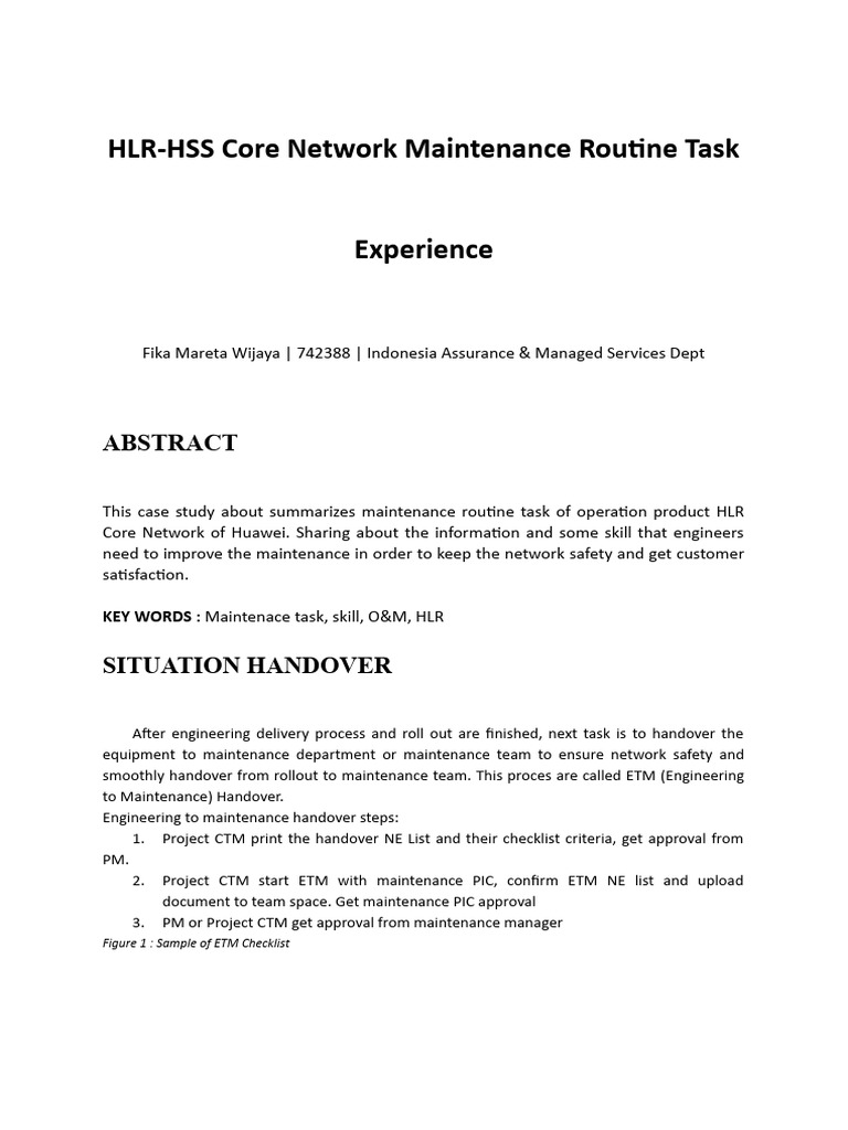 HLR-HSS Core Network Maintenance Routine Task Experience | PDF ...