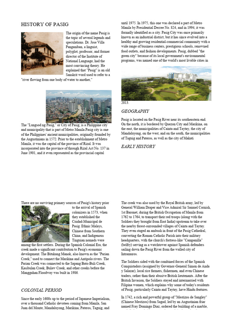 History of Pasig s | PDF