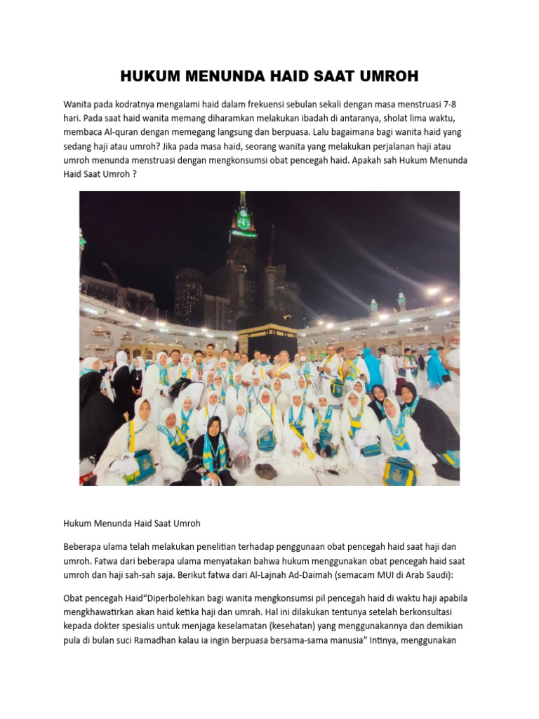 Hukum Menunda Haid Saat Umroh | PDF