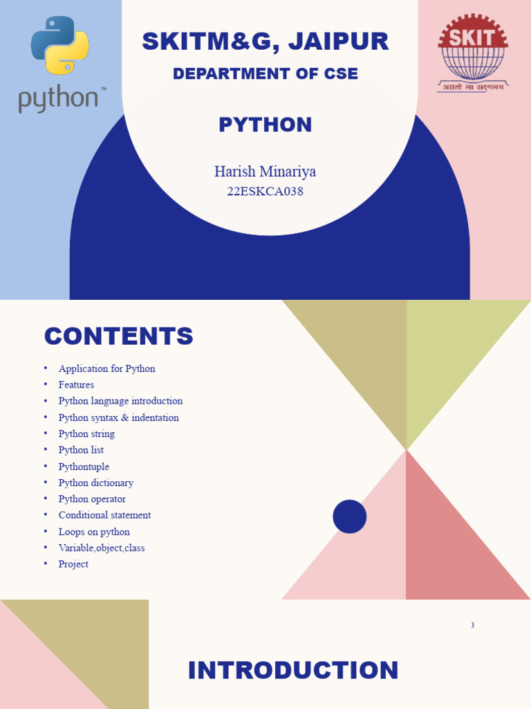 Python ppt | PDF | Python (Programming Language) | Computer Programming Python ppt | PDF | Python (Programming Language) | Computer Programming