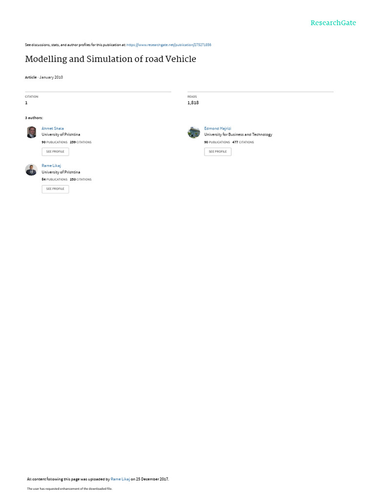 Punimi_7_ModelingandSimulationofroadvehicle | PDF | 3 D Computer ...