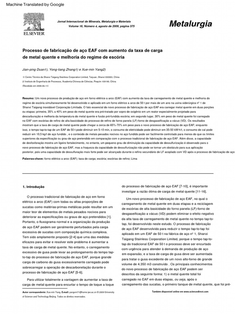 EAF Steelmaking Process With Increasing Hot Metal Charging Ratio and ...