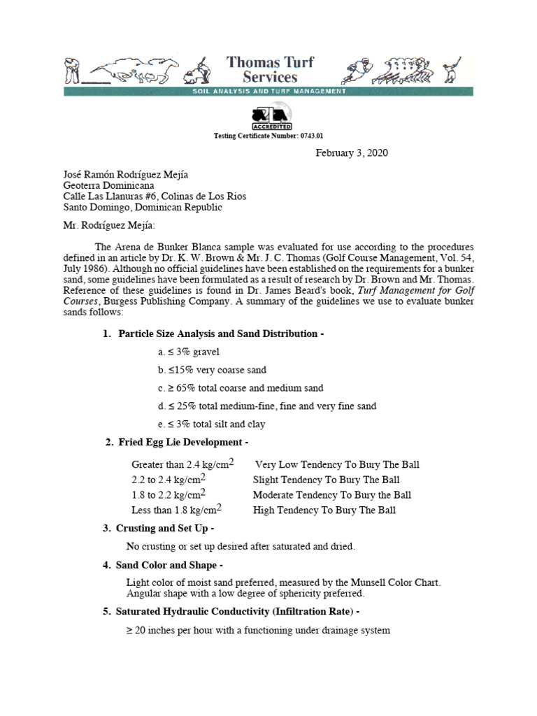 Bunker Sand Evaluation Report | PDF