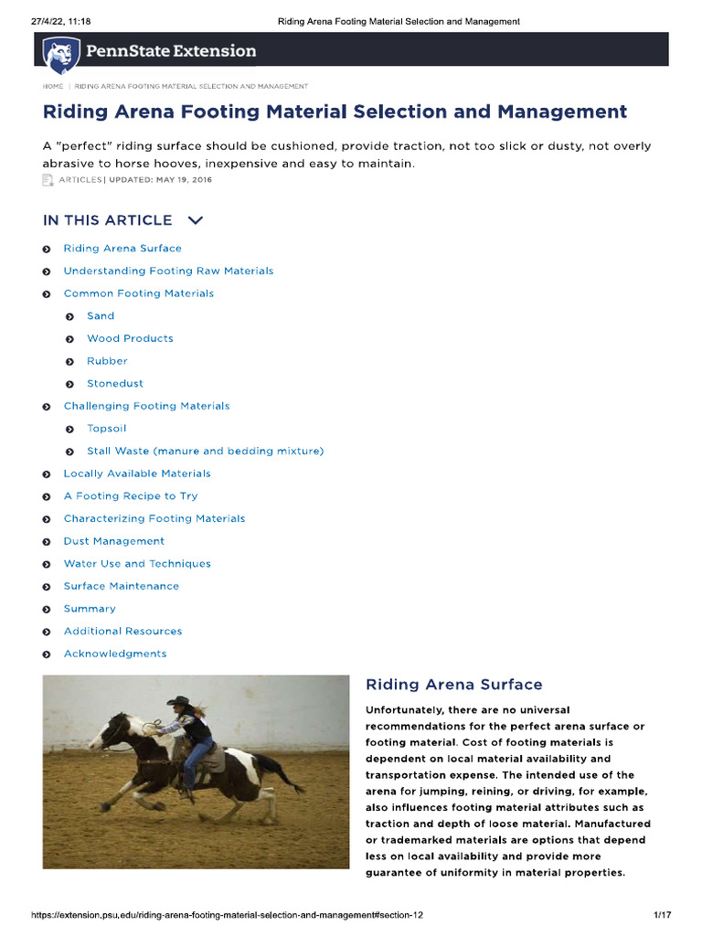 PSU Penn State University Riding Arena Footing | PDF