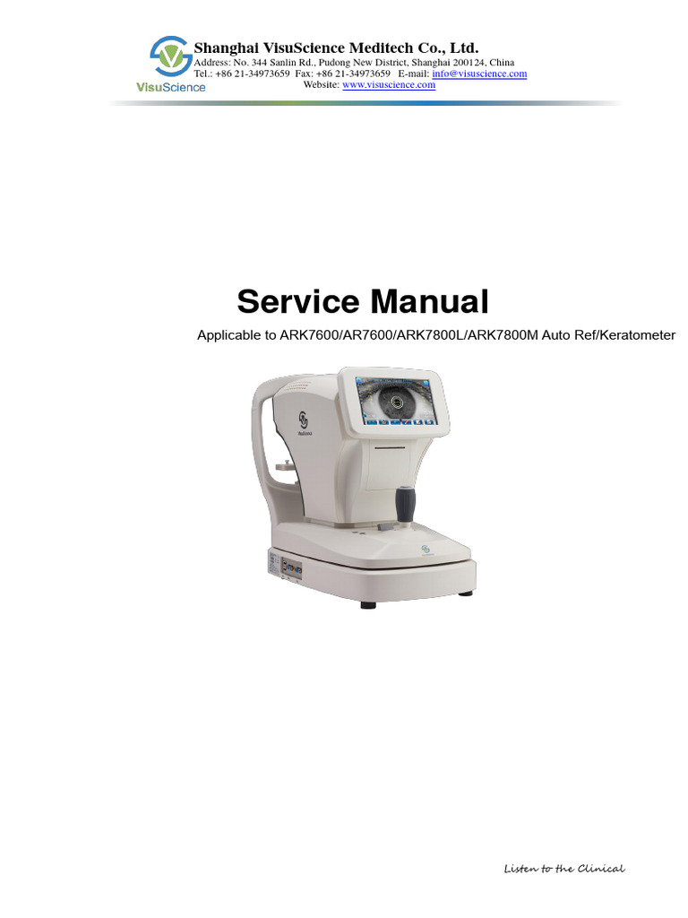 Service Manual (Auto Ref Keratometer) - VisuScience | PDF | Electrical Connector | Electronics